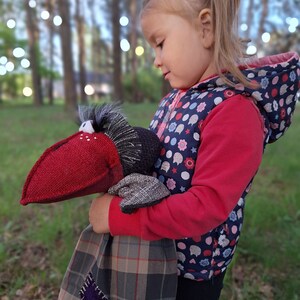 Handmade Fabric Big Crow Doll, Collectible Stuffed Animal Toy Gift for ...