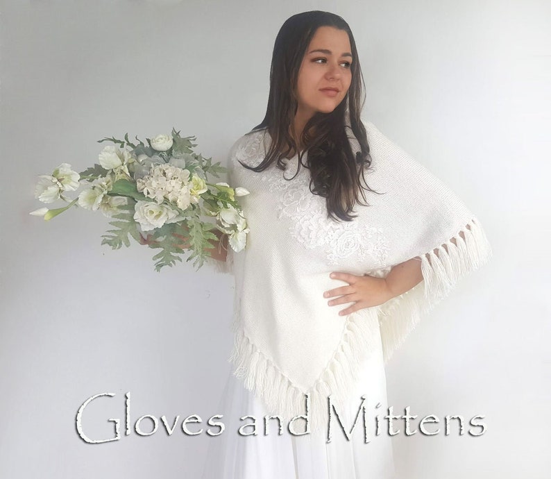 Ivory Bridal Poncho Wedding Poncho Wool Poncho Knitted Poncho - Etsy
