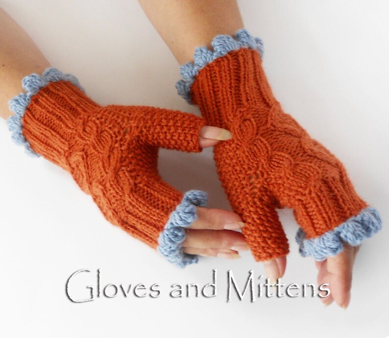 Burnt Orange Fingerless Gloves Orange Knitted Gloves - Etsy