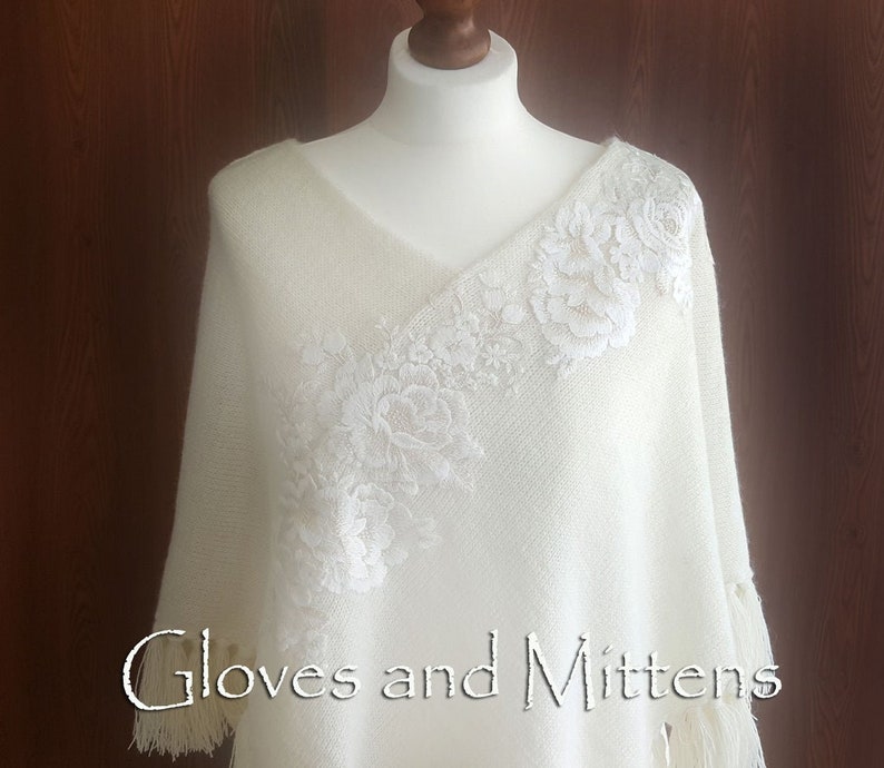 Ivory Bridal Poncho Wedding Poncho Wool Poncho Knitted Poncho - Etsy