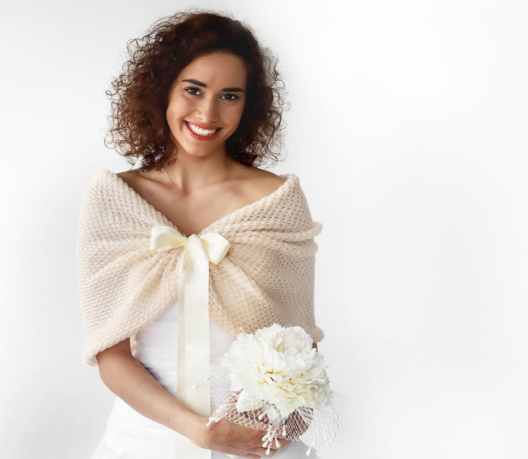 Light Creme Bridesmaid Shawl, Wedding Wrap, Bridal Shawl, Bridal Cover ...