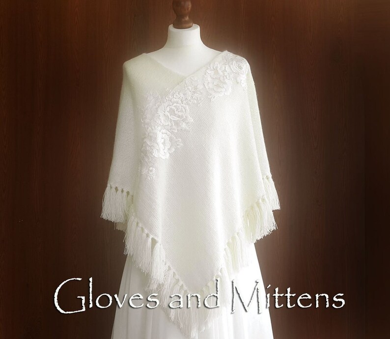 Ivory Bridal Poncho Wedding Poncho Wool Poncho Knitted Poncho - Etsy