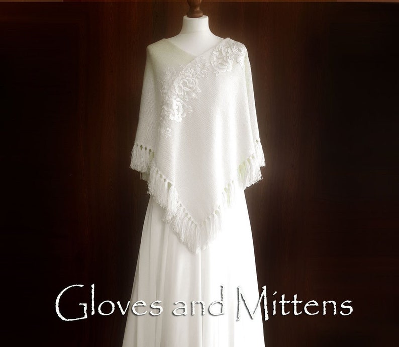 Ivory Bridal Poncho Wedding Poncho Wool Poncho Knitted Poncho - Etsy