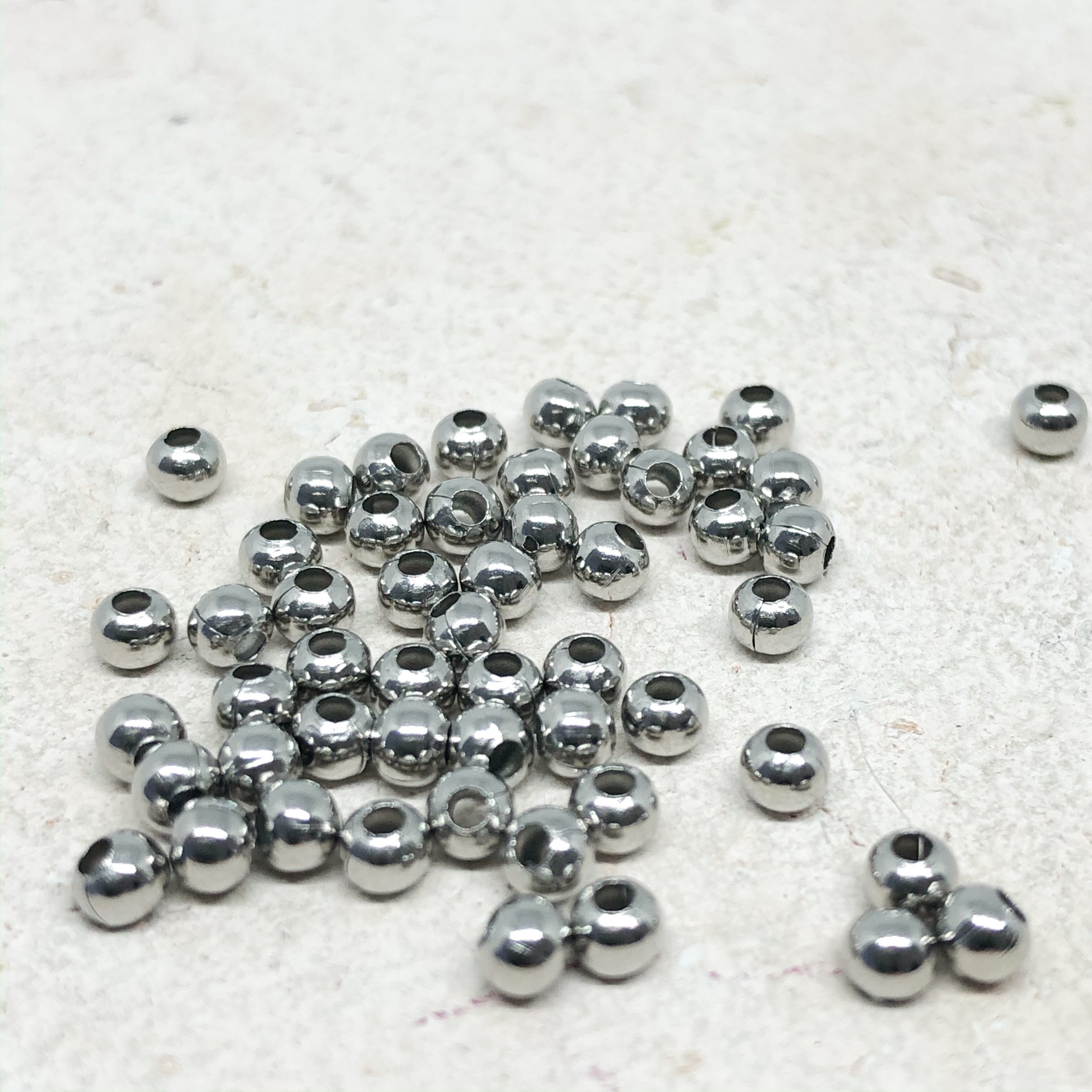 50 Stainless Steel Beads 6 Mm 4 Mm 3 Mm 2.5 Mm 2 Mm - Etsy UK