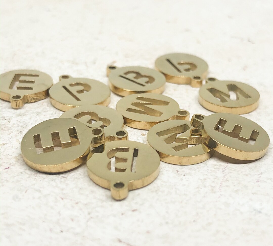 Initialen Anhänger, Alphabet Perlen A-Z, Edelstahl vergoldete Buchtaben Anhänger, Initial A-Z ...