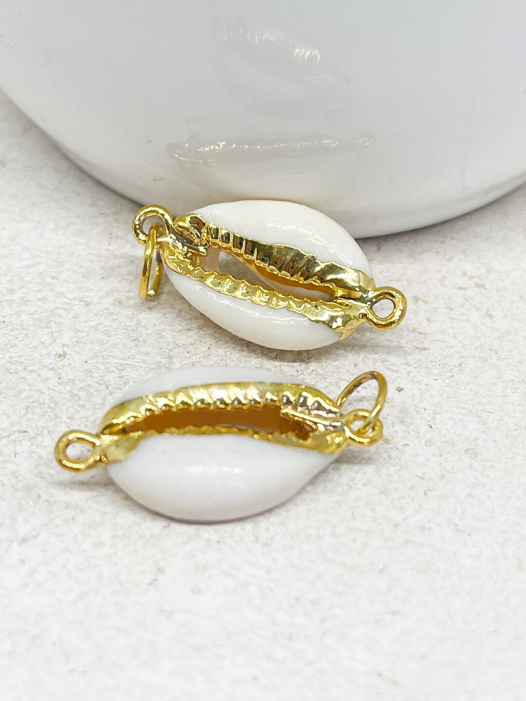 2 Pieces Cauri Shell Connector, Shell Pendant, Shell Jewelry, Connector ...