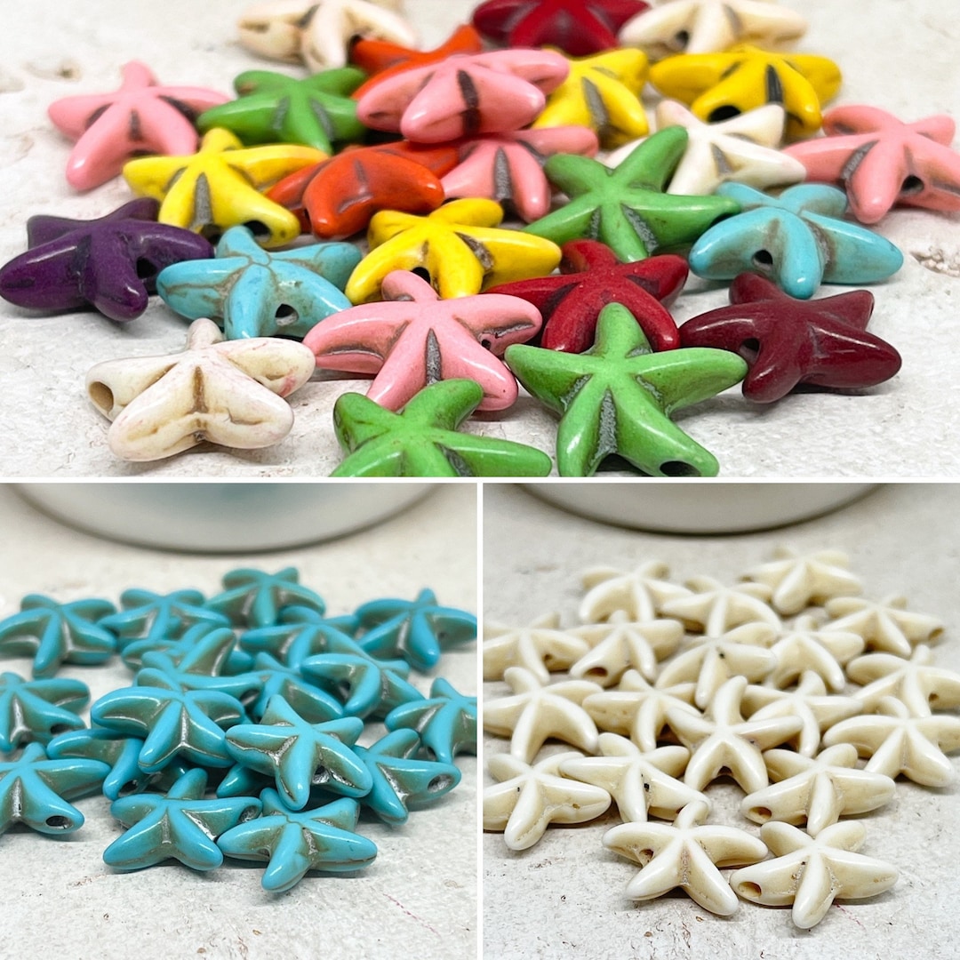 Seesterne Perlen Bunt, Sterne Anhänger, synthetischer Howlith Seesterne ...