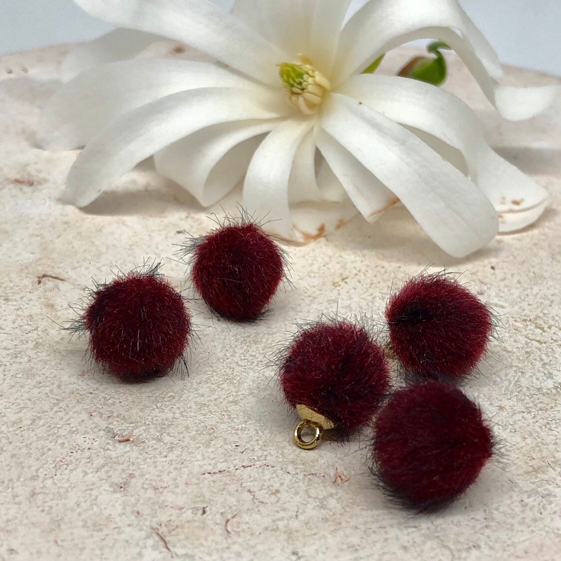 Pompom Pendant 5 St. Pompon Pompons Eyelet Golden Pompom - Etsy UK