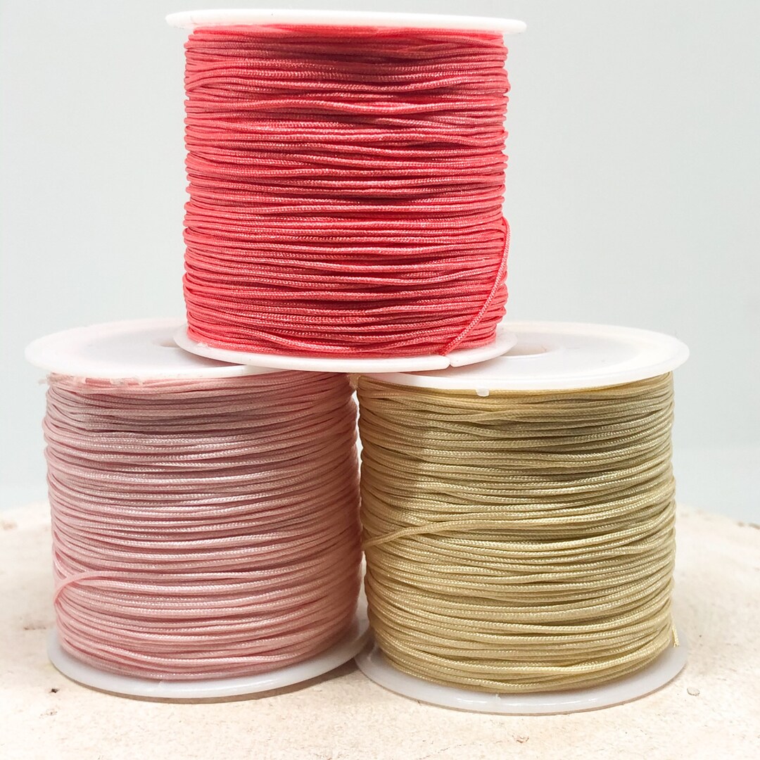 10 M Macramé Ribbon Rose Peach, Ivory, Light Pink, Macramé Cord 0.8 Mm ...