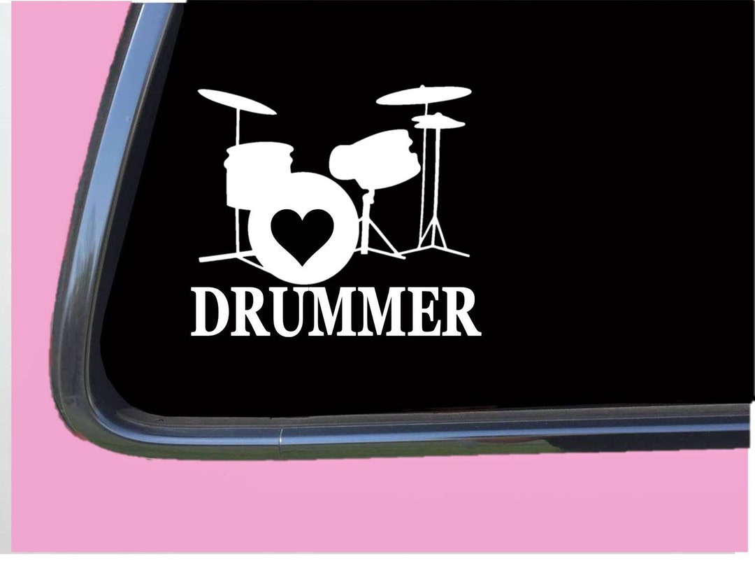 Drummer With Heart TP 422 Vinyl Decal Sticker Snare Bass Pedal Drumset ...