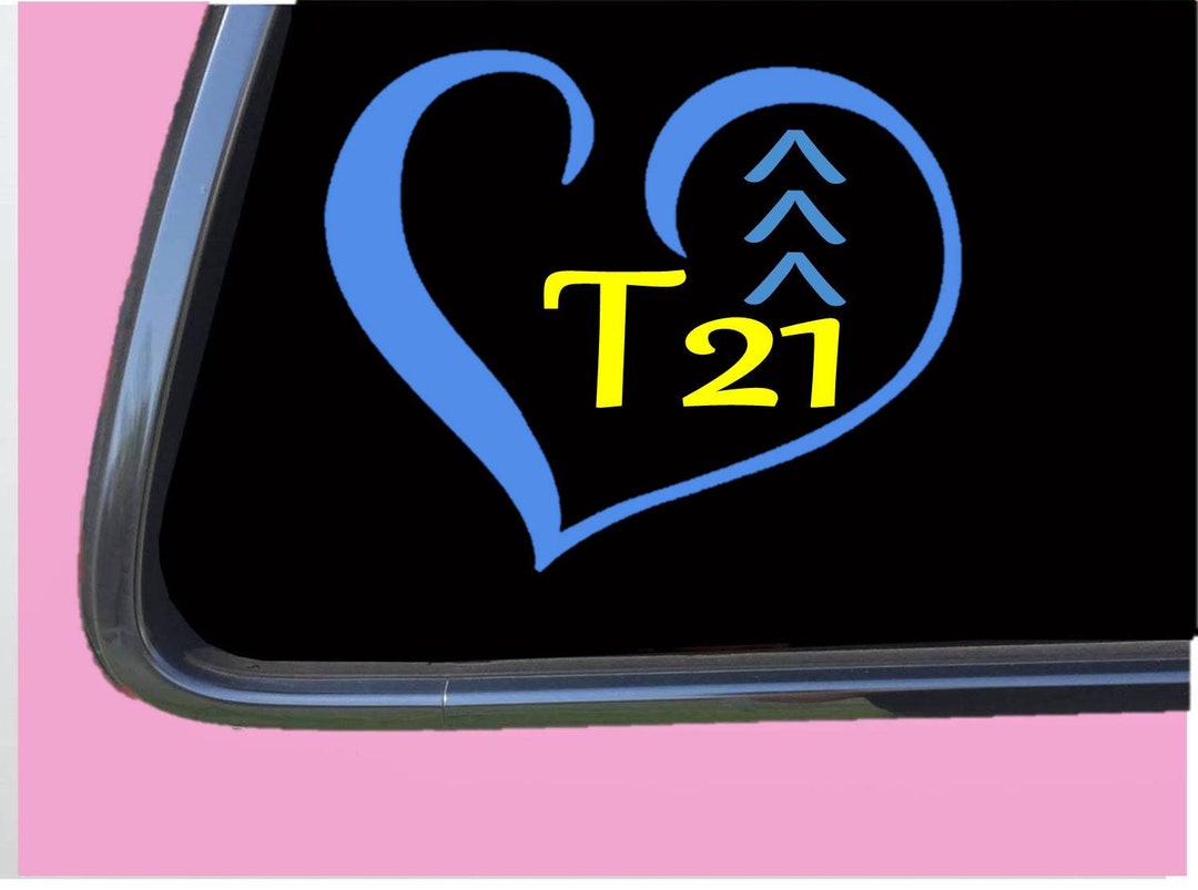 T21 Big Heart Decal TP162 Tall Vinyl Down Syndrome Chromosome Stickers ...