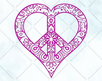 Peace Love Bundle SVG, Peace Symbol Svg, Peace Sign Mandala,heart ...