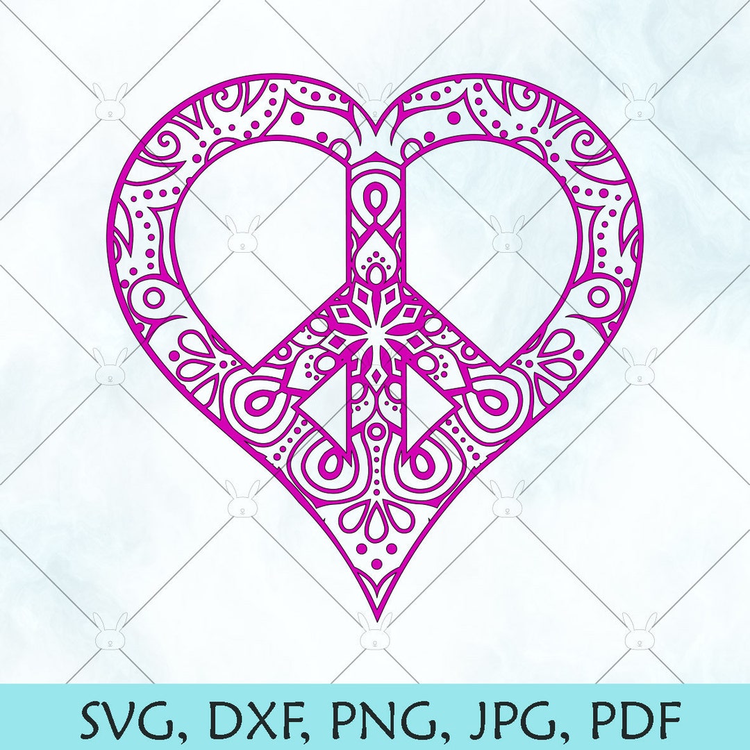 Peace Heart Mandala SVG / Peace Heart Symbol SVG / Peace Love Design ...