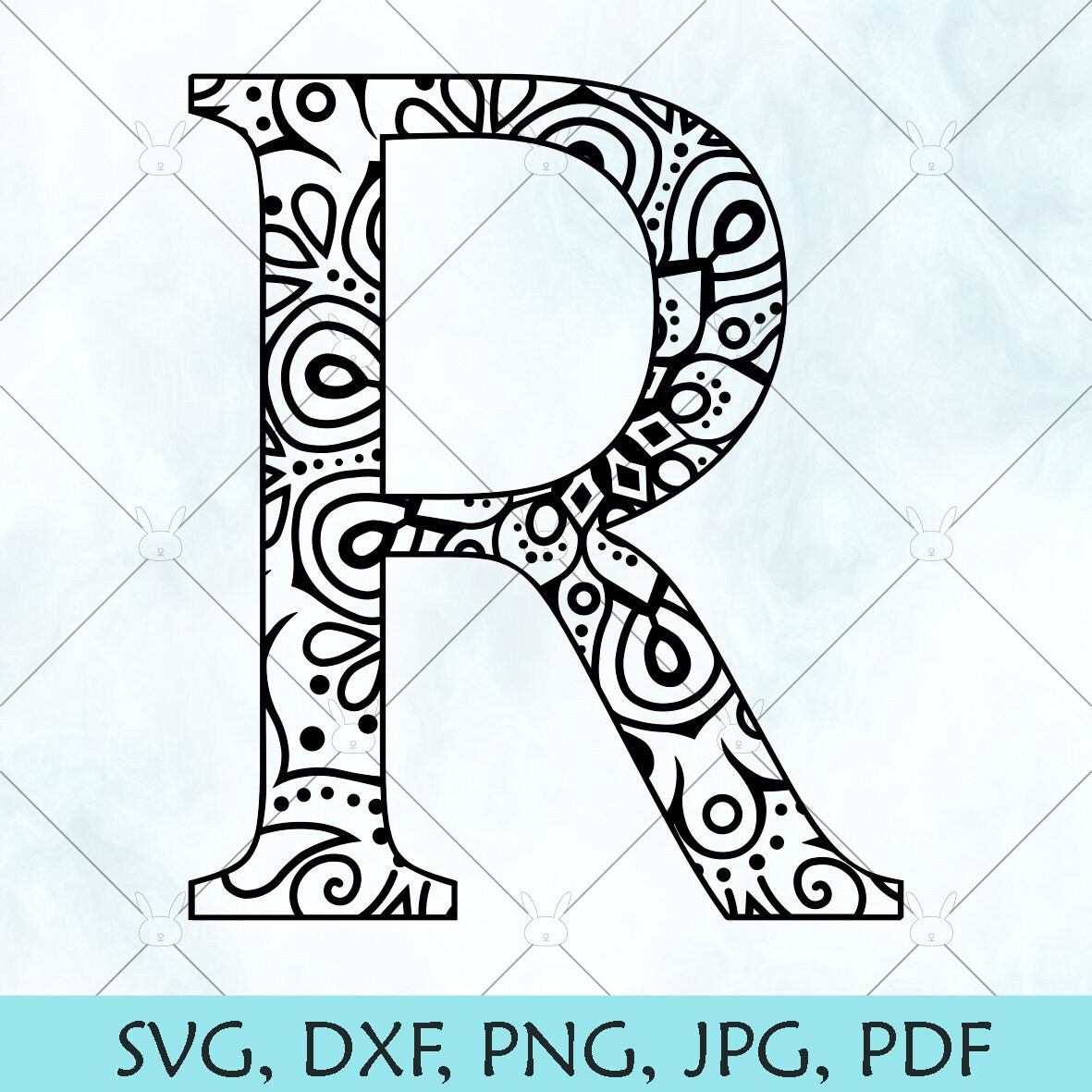 R Mandala Buchstaben SVG / Monogramm Mandala R SVG / Buchstabe R SVG ...