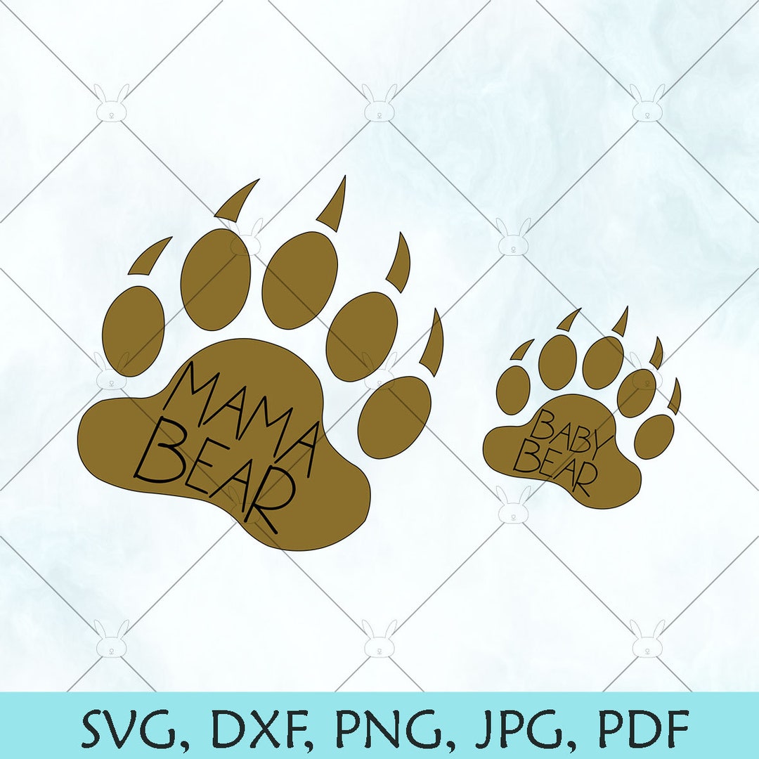 Mama and Baby Bear Paw SVG / Bear Family Silhouette / Bear Paw Vector ...