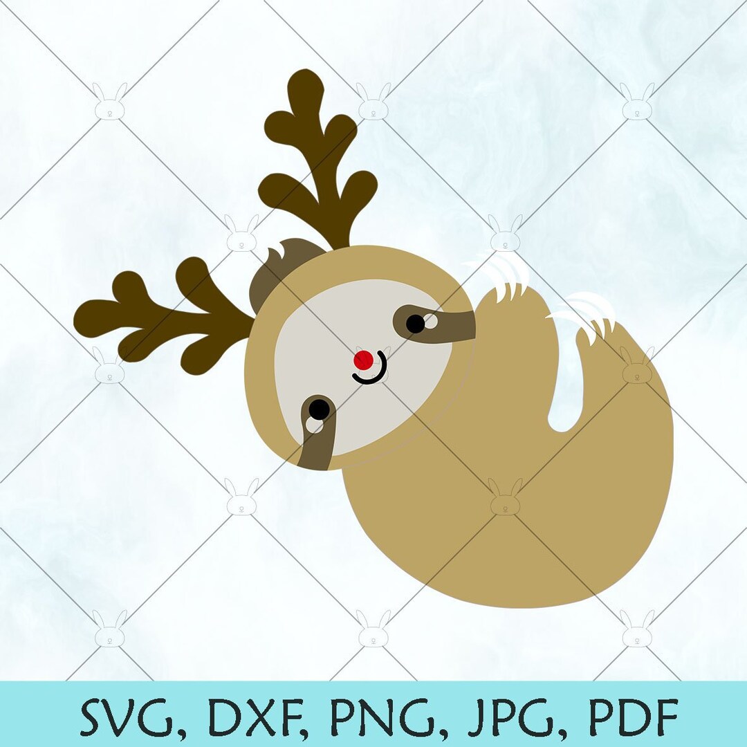 Christmas Sloth SVG / Reindeer Sloth Silhouette / Sloth Vector ...