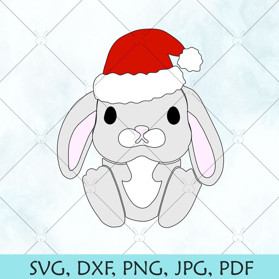 Santa Bunny SVG / Rabbit Santa Hat Silhouette / Christmas Vector / Cute ...