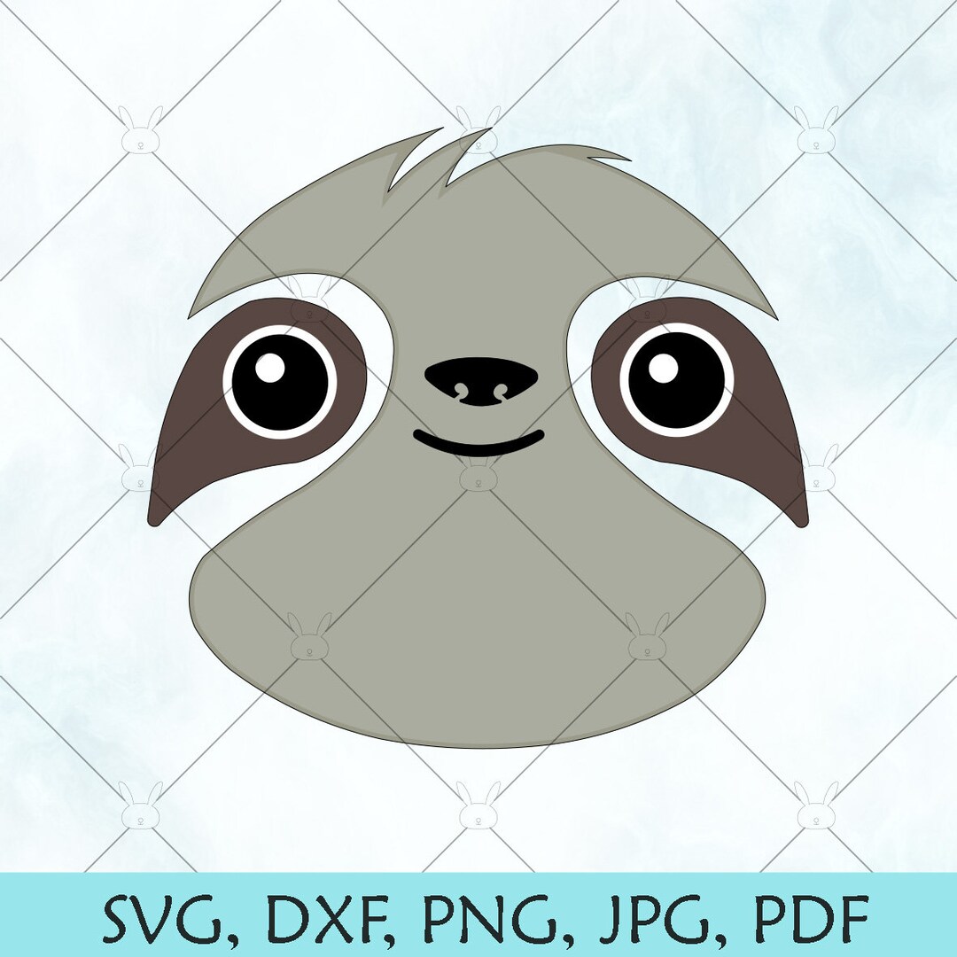 Sloth Face SVG / Cute Sloth SVG / Happy Sloth Svg / Sloth Cut File ...