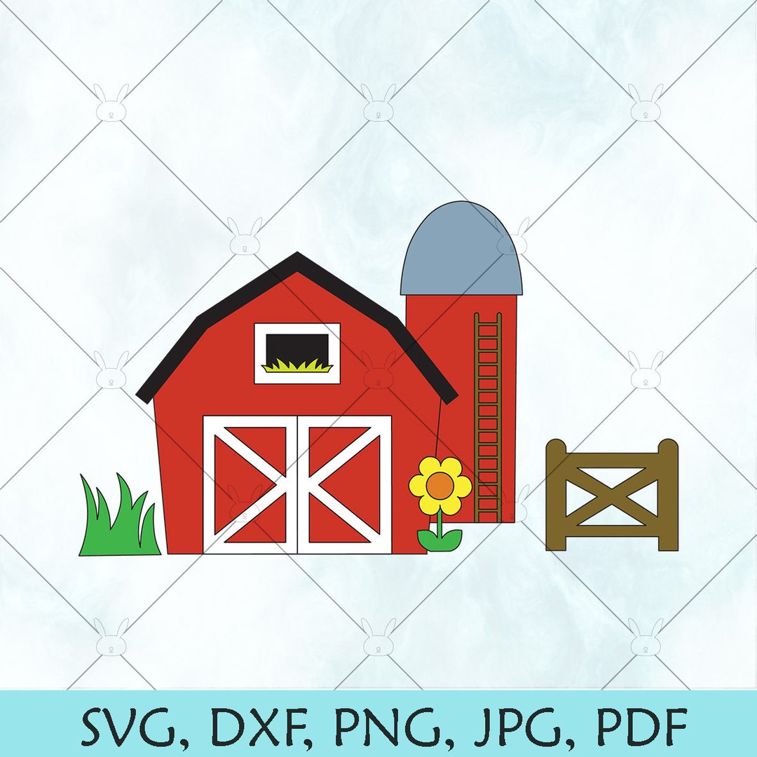 Barn SVG / Farm SVG / Farm and Fence Silhouette / Kids Barn Vector ...