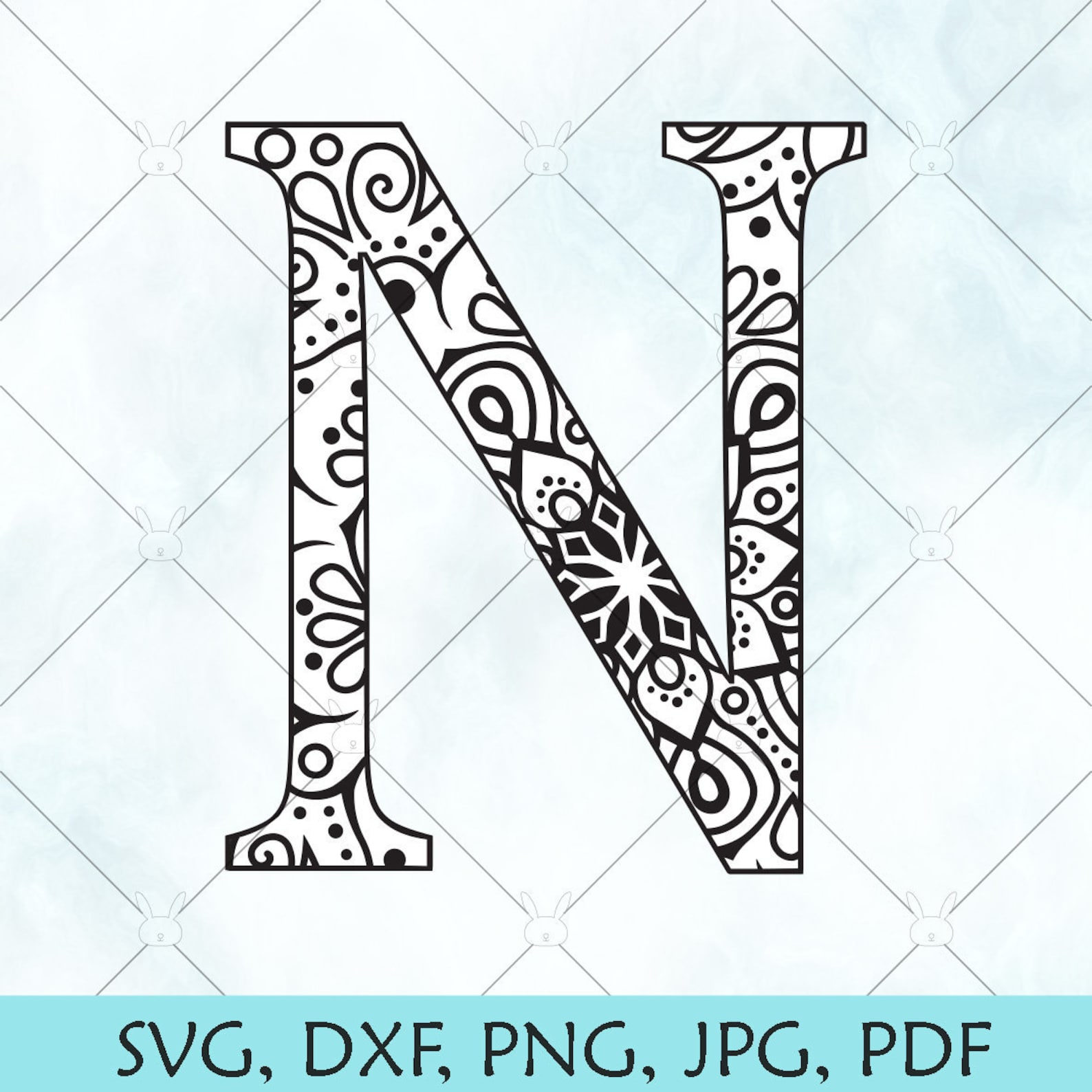 N Mandala Letter SVG / Monogram Mandala N SVG / Letter N SVG - Etsy