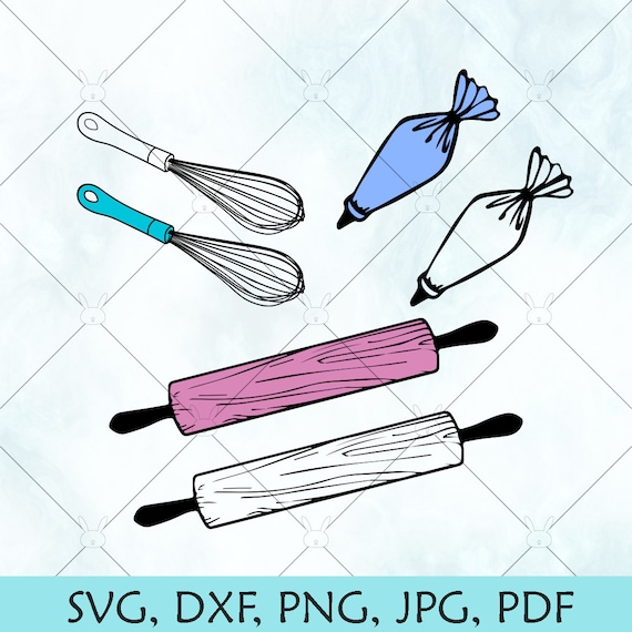 Baking SVG / Whisk Piping Bag Rolling Pin SVG / Cookies Cake | Etsy