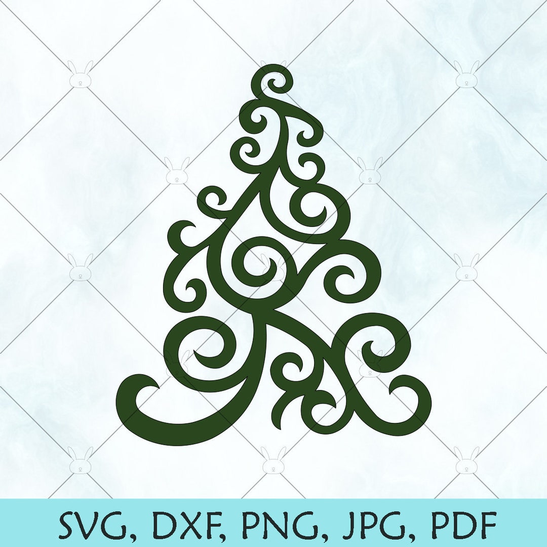 Christmas Tree SVG / Christmas Tree Design SVG / Winter Tree Swirls SVG ...