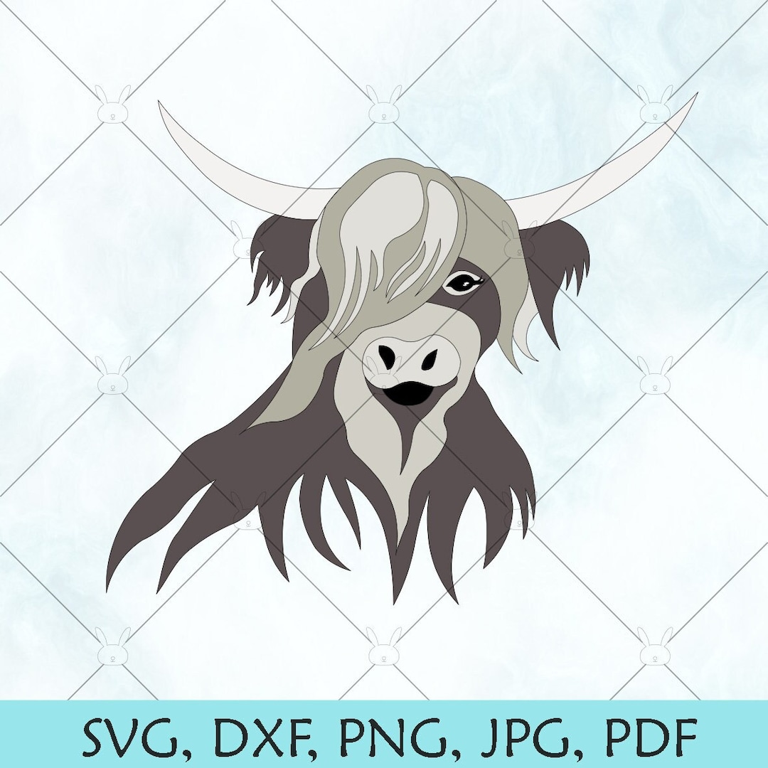 Highland Cow SVG / Cow Horns SVG / Furry Cow Silhouette / Long Hair Cow ...