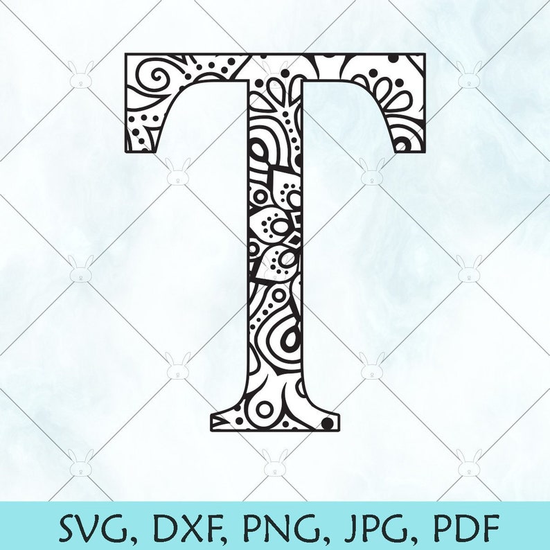 T Mandala Letter SVG / Monogram Mandala T SVG / Letter T SVG | Etsy