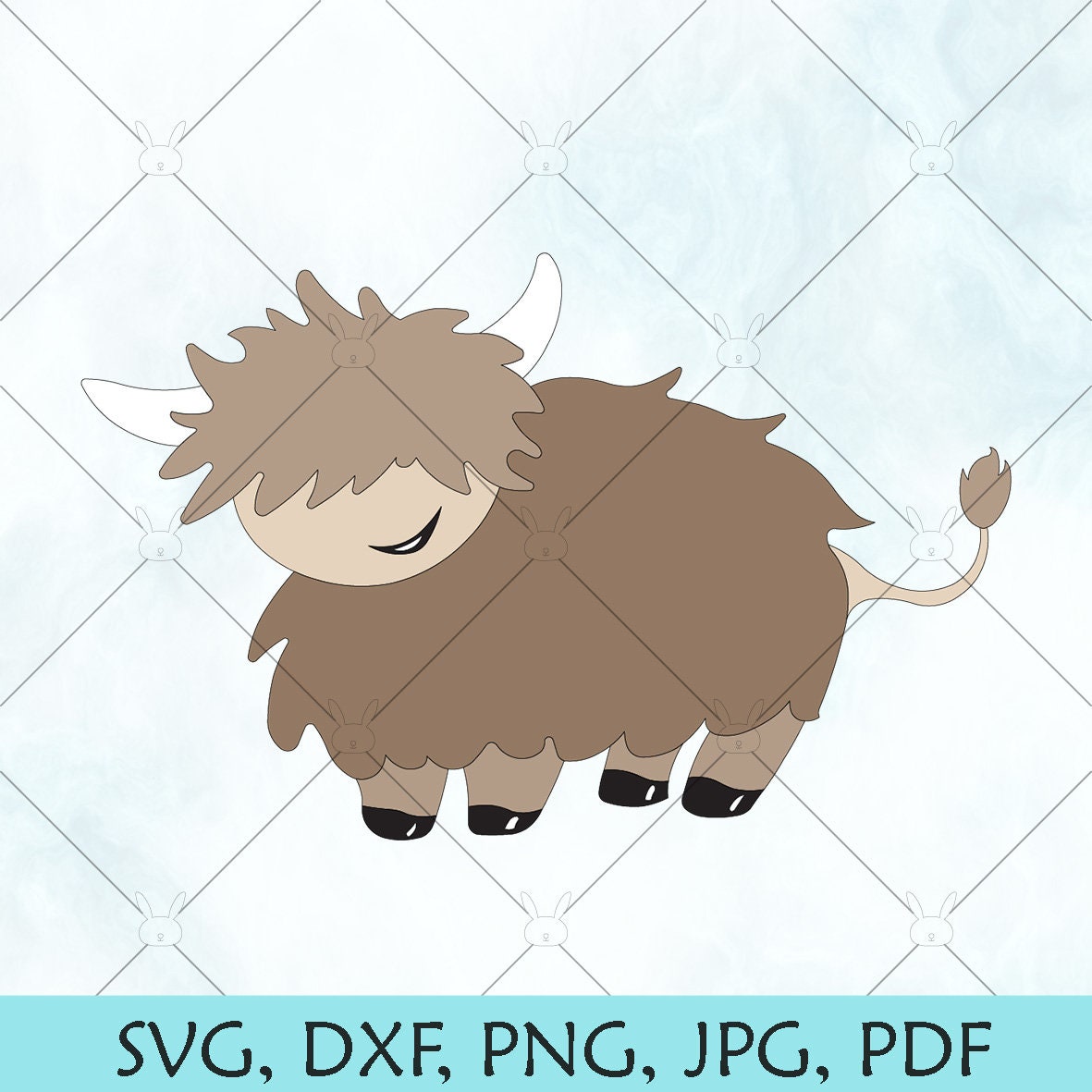 Highland Cow SVG / Cuernos de vaca SVG / Silueta de vaca peluda ...