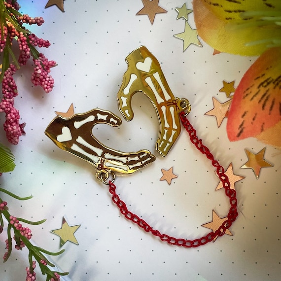 Red String of Fate Hard Enamel Collar Pins | Etsy