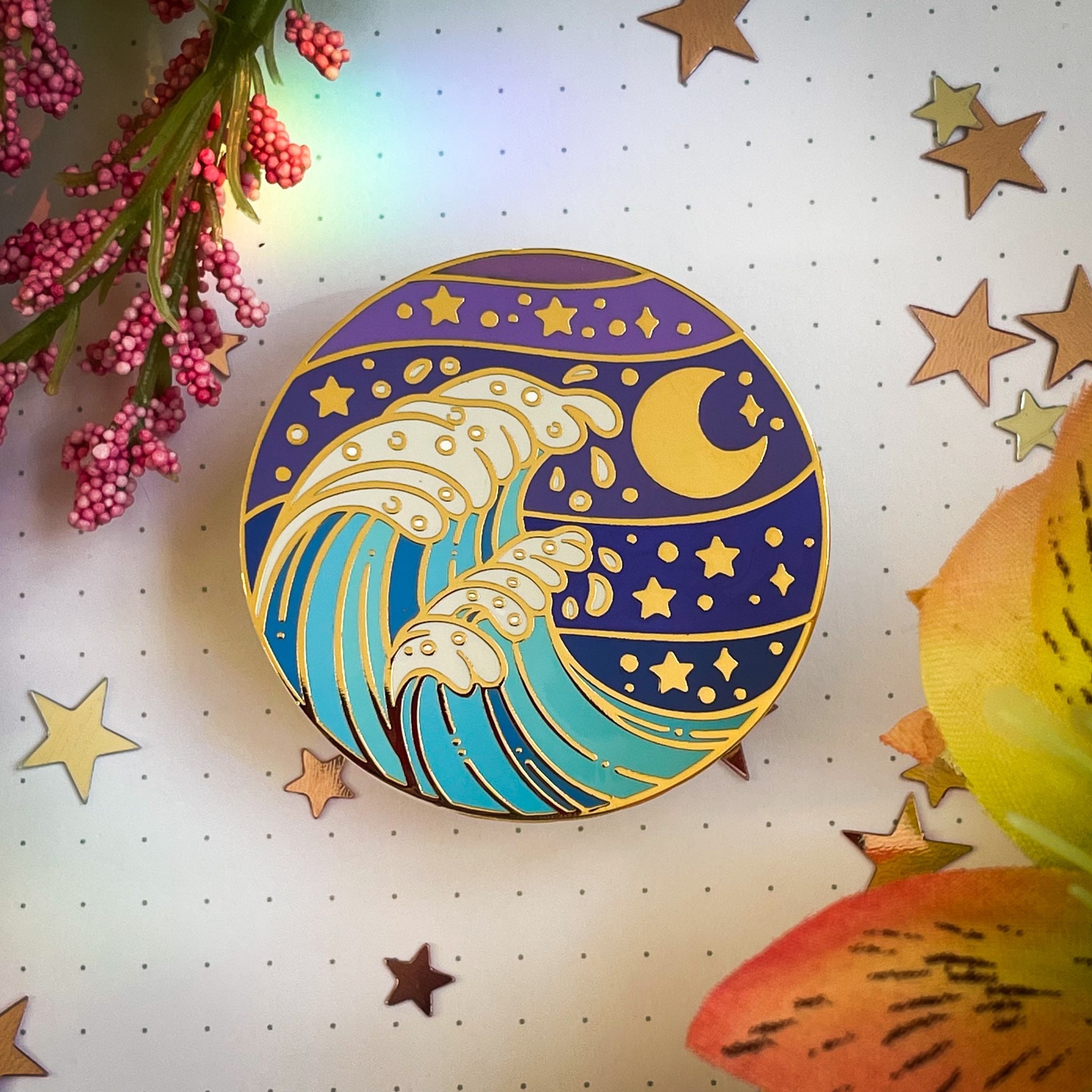 Starlit Waves Hard Enamel Pin - Etsy