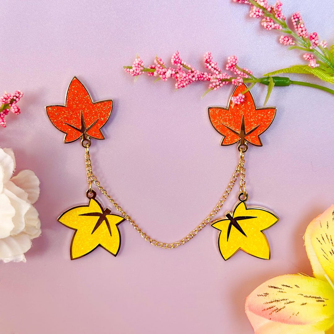 Autumn Leaves Hard Enamel Collar Pin Set - Etsy