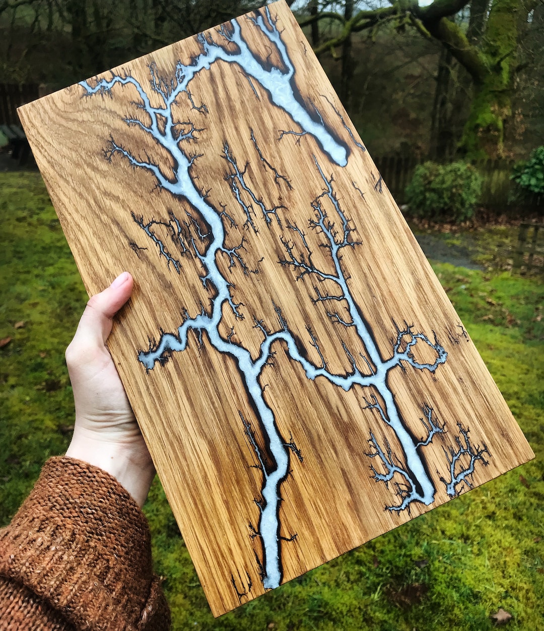 Custom Lichtenberg Figure Oak Home Décor, Cutting Boards, Coasters ...