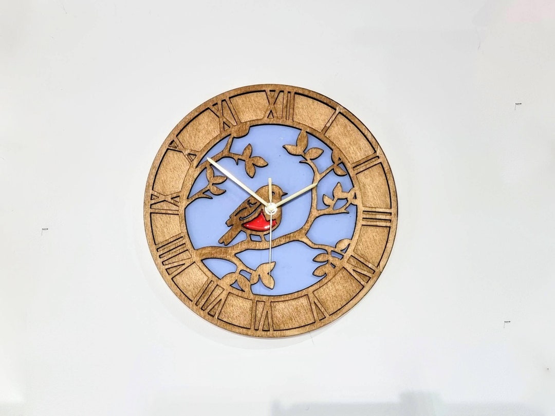 Large Hand Painted Wooden Robin Clock, Bird Nursery Wall Art - Etsy