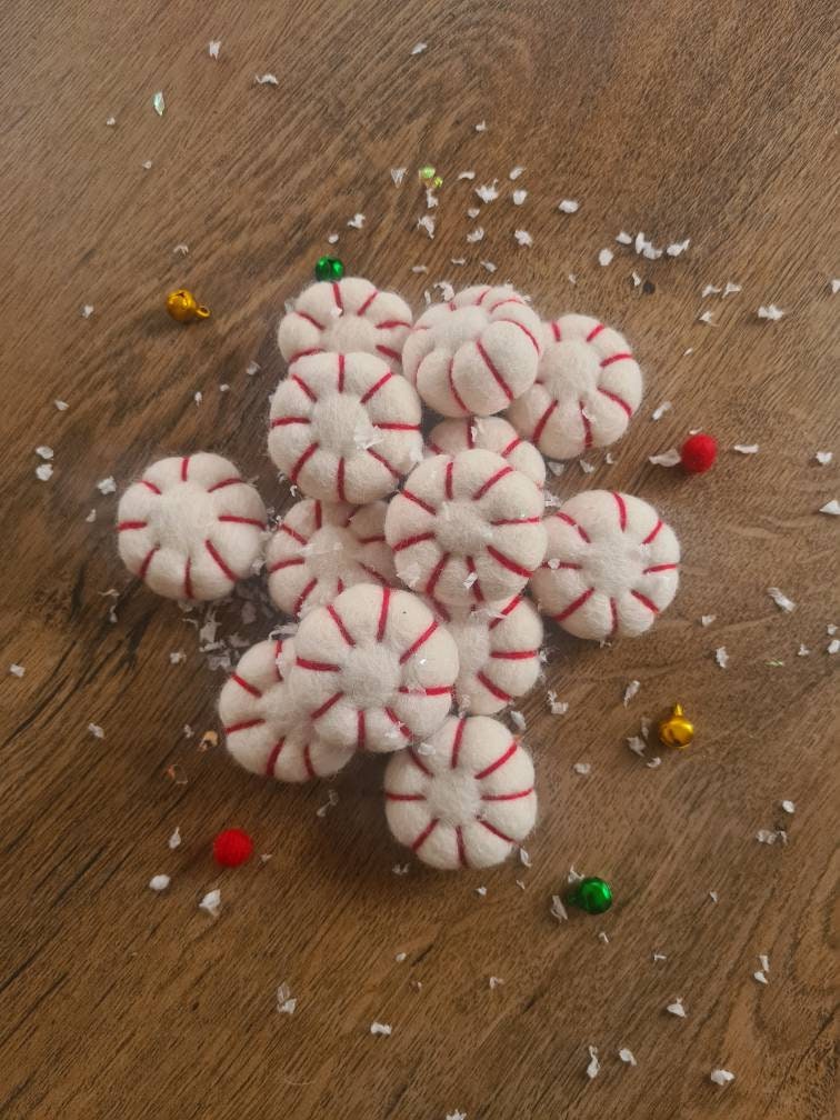 5 X Christmas Peppermint Candy Decorations Felted Peppermint - Etsy