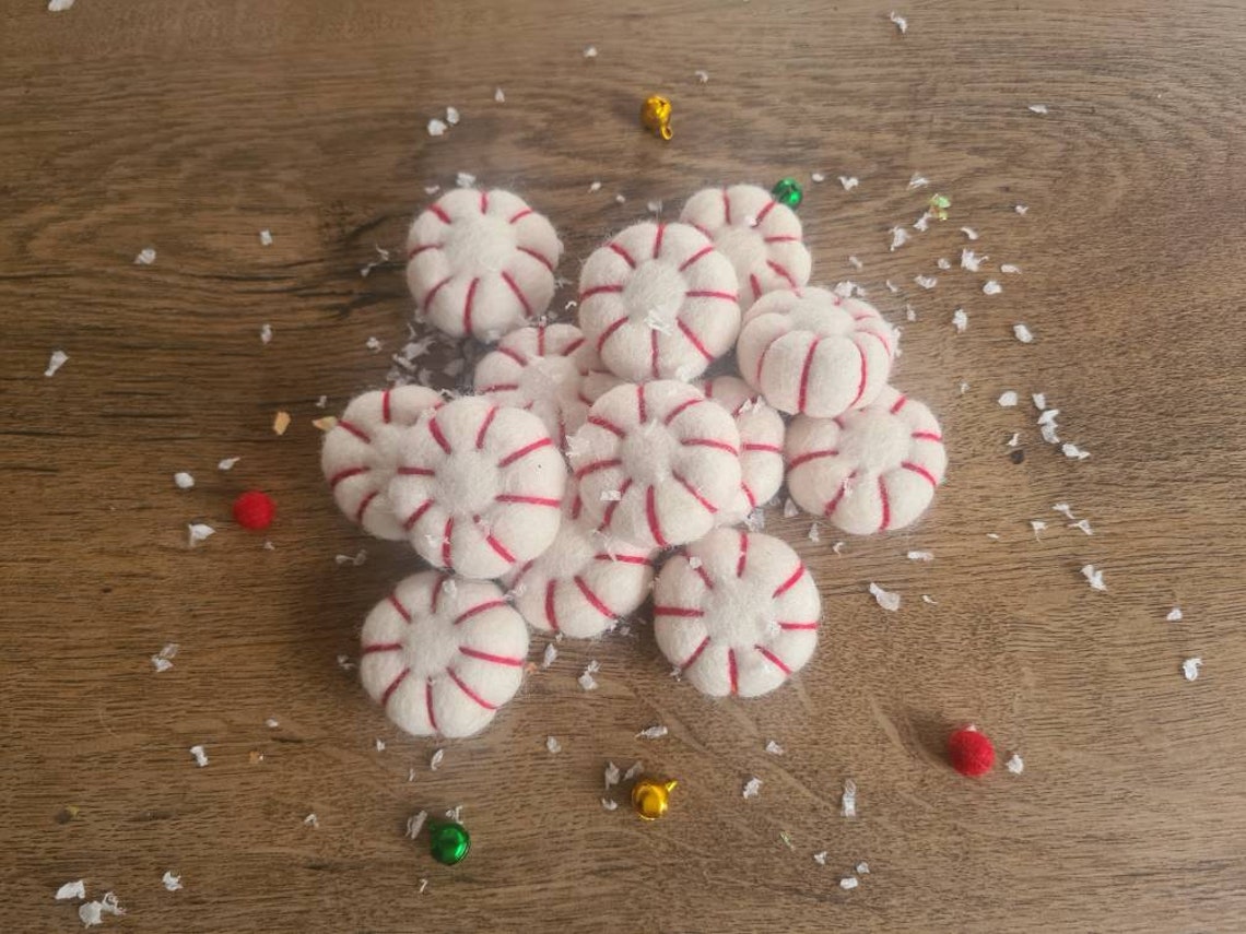 5 X Christmas Peppermint Candy Decorations Felted Peppermint - Etsy