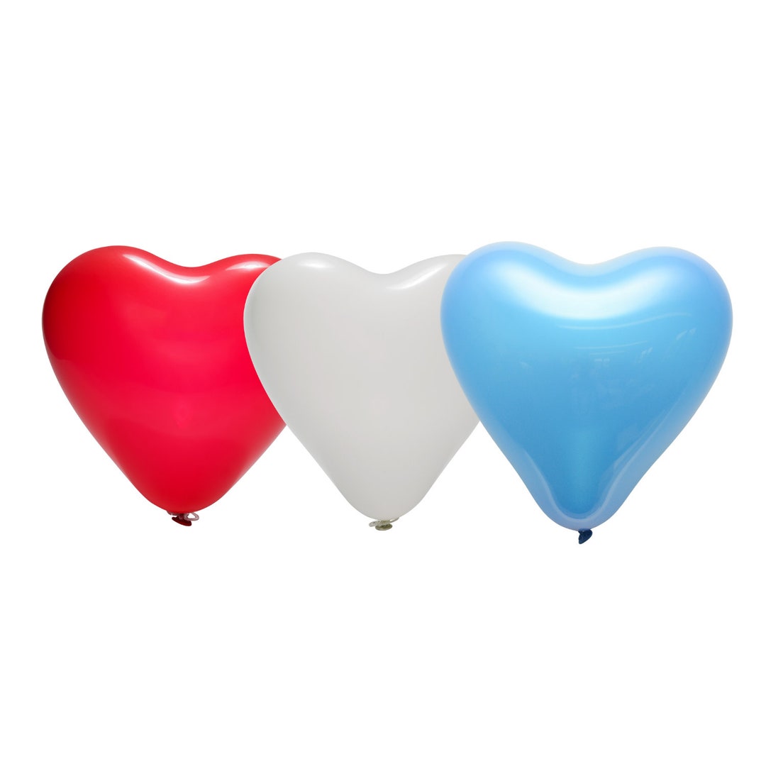 Pack of Red, White & Blue Heart Balloons 10", Jubilee, Platinum Jubilee ...