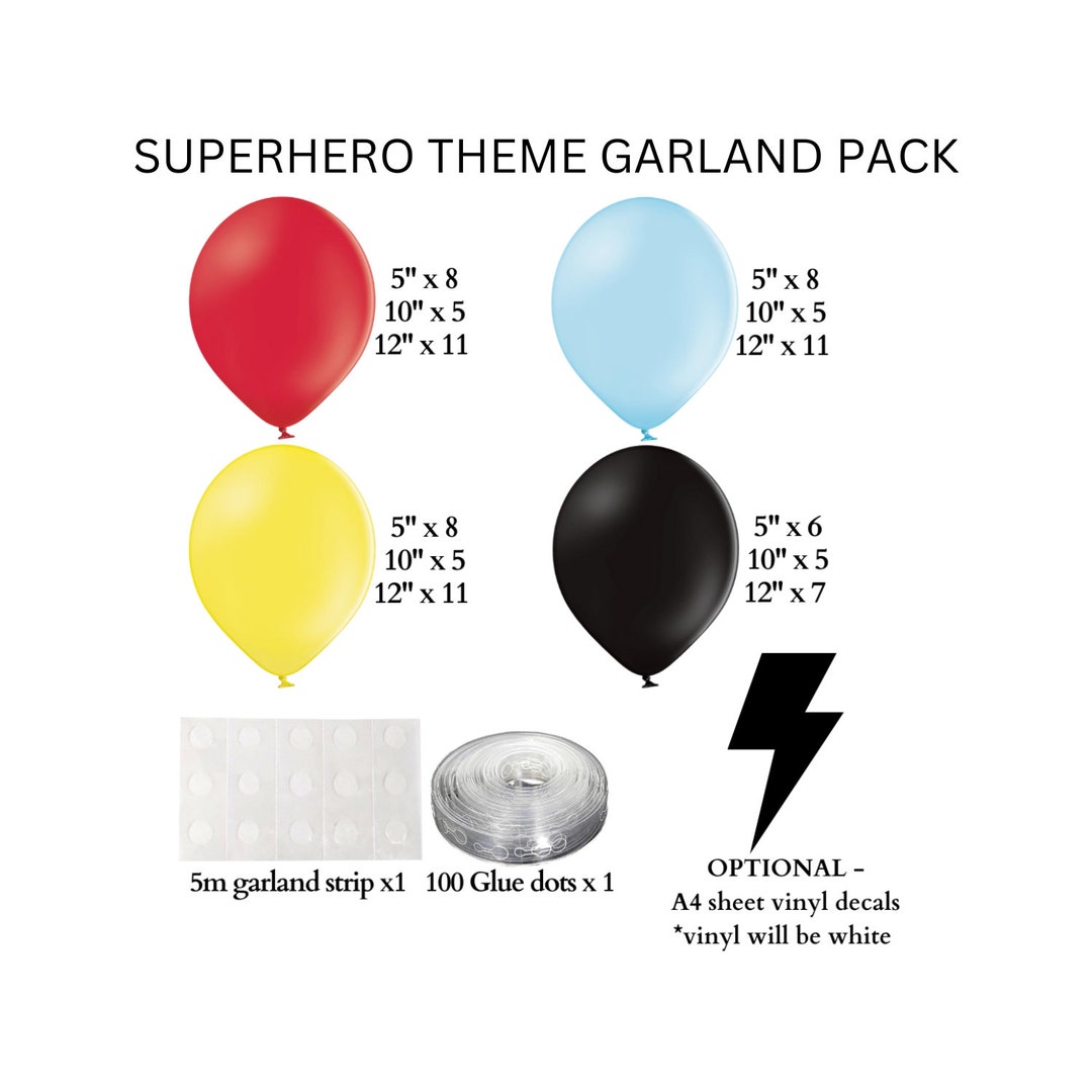 DIY Superhero Themed Balloon Garland Kits 90 Pieces - Etsy