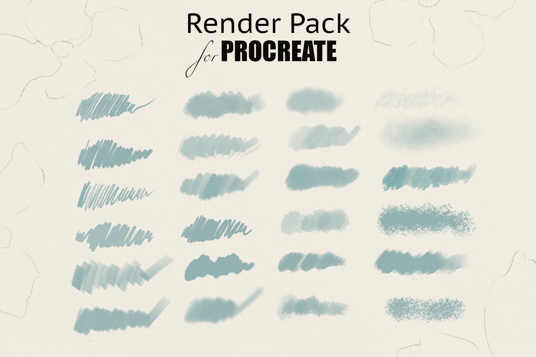 Render Procreate Brushes, Pressure Sensitive, Chalk Pencil Brushes, Watercolor Brushes ...