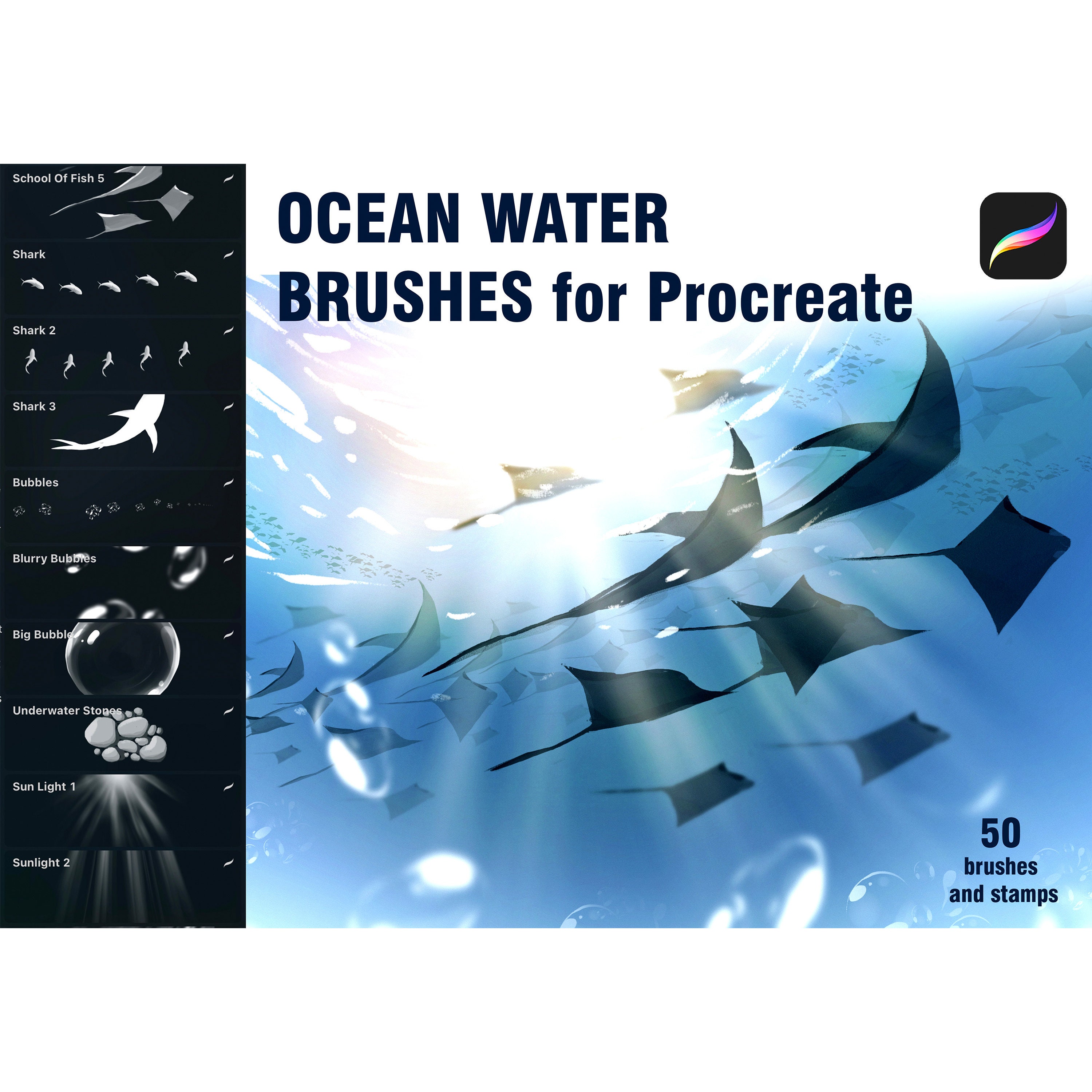 Procreate Brushes Sea, Underwater Procreate, Nature Brushes, Procreate ...