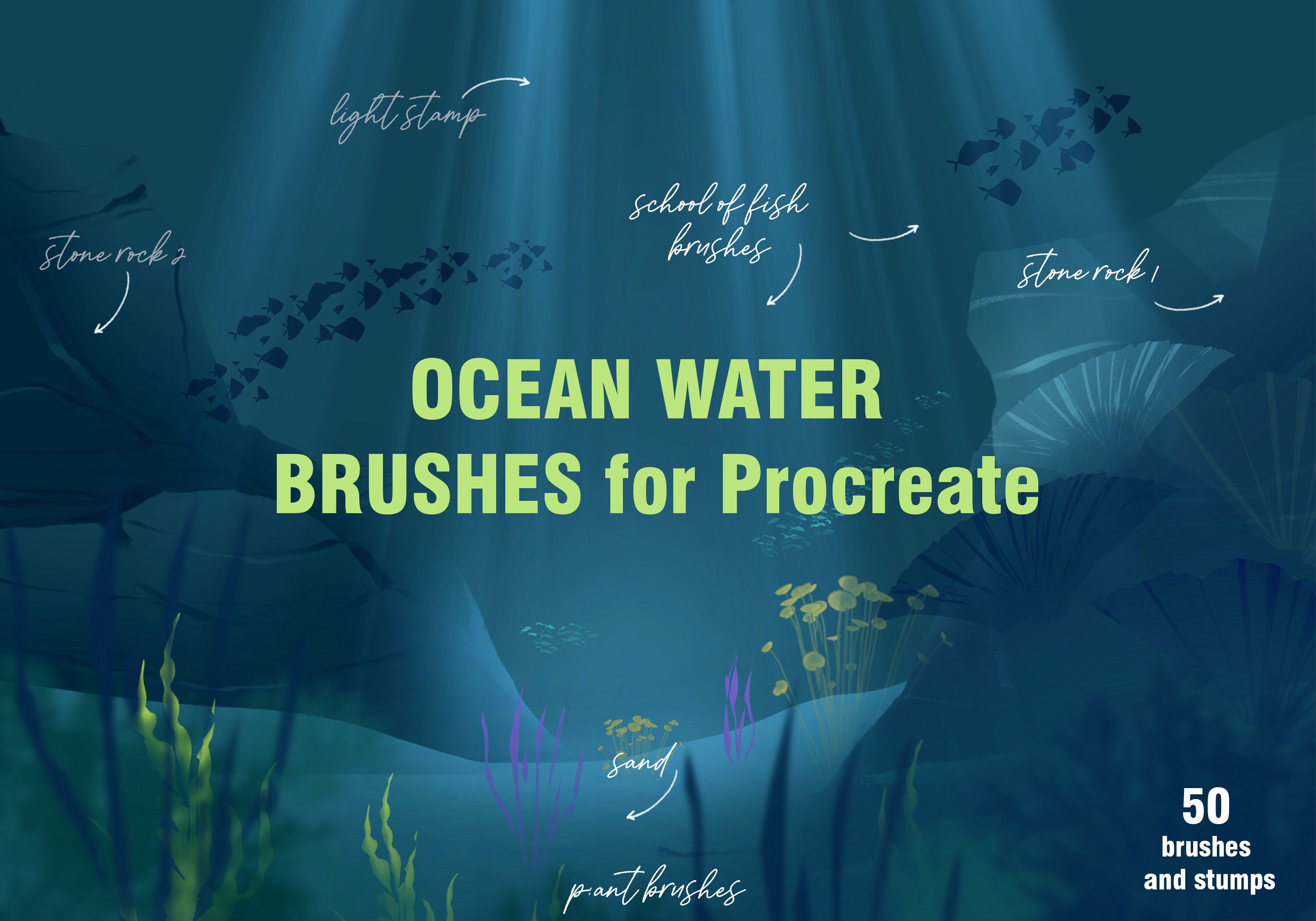 Procreate Brushes Sea, Underwater Procreate, Nature Brushes, Procreate Ocean, Procreate Brush ...