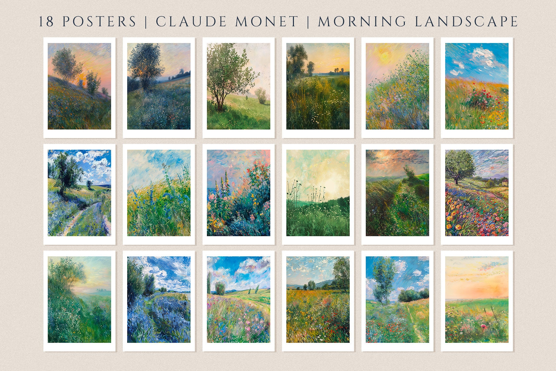 18 Claude Monet Wall Art Prints Eclectic Gallery Wall Set Poster Bundle ...