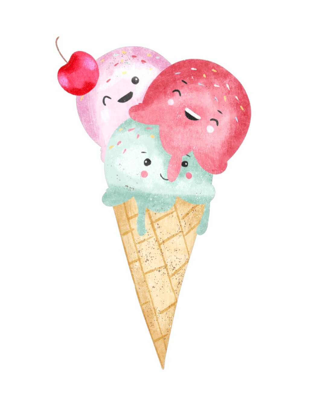 Bügelbild Eis in der Waffel,diy,Iron on,Patch - Etsy.de