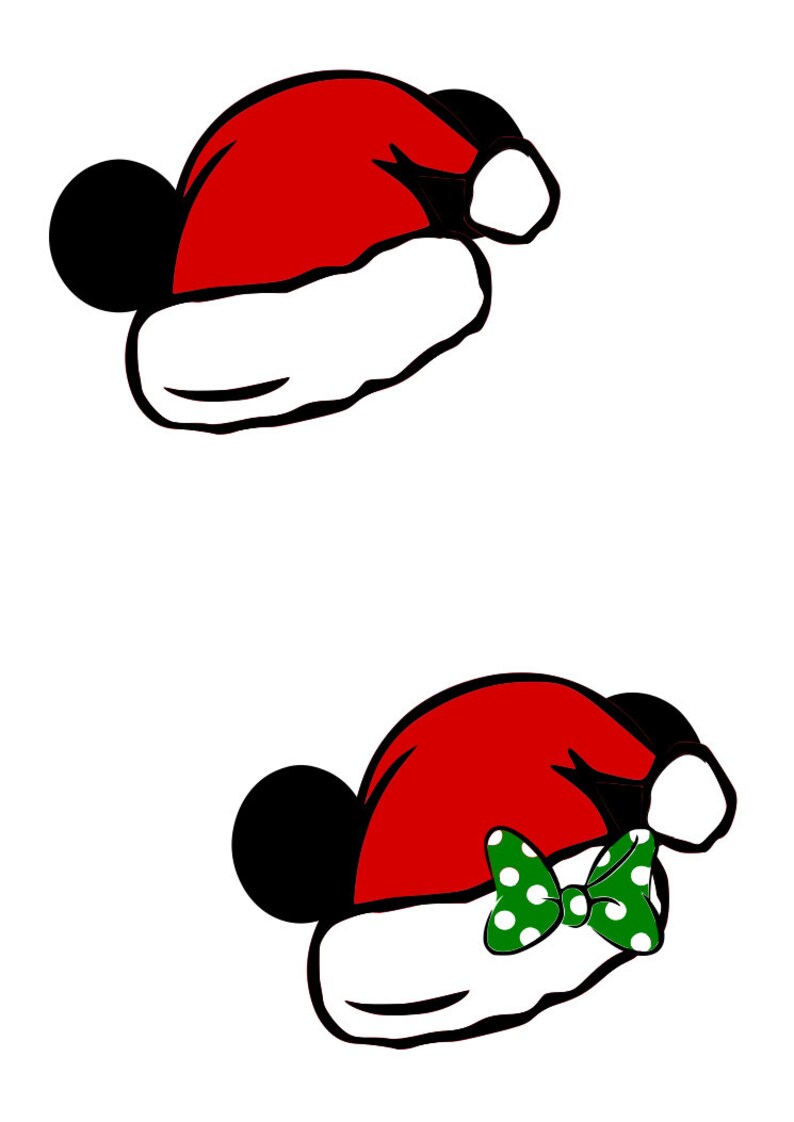 Mickey Minnie Santa Hat Ears Christmas Disney Holidays - Etsy