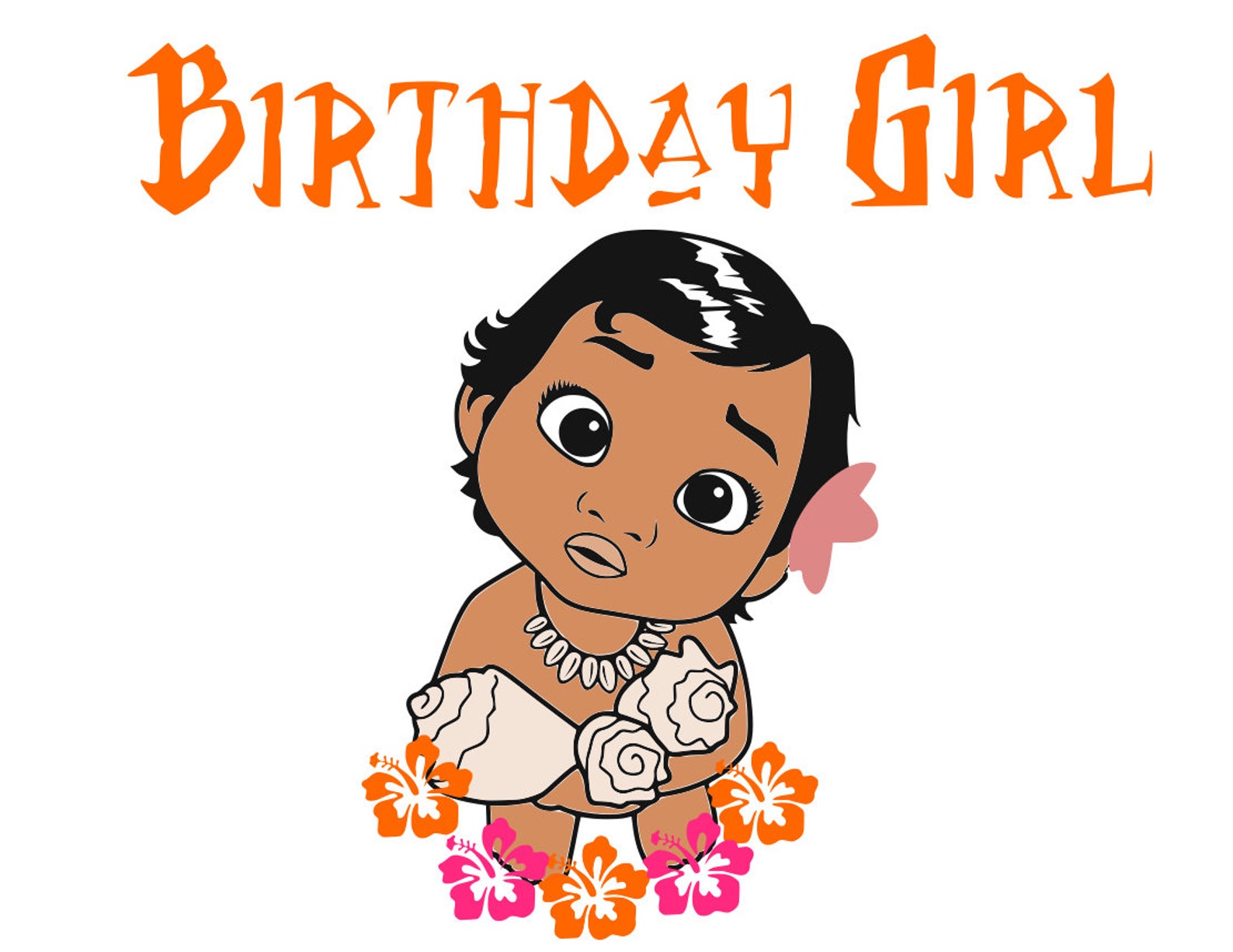 Moana Birthday Girl Baby Moana Shells Flowers Dance With - Etsy