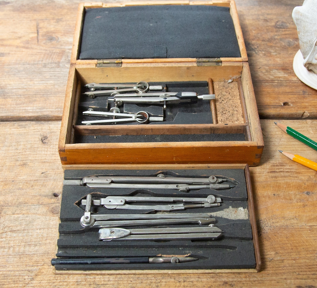Antique Technical Drawing Set. Draftsman. Geometry. German Instruments ...