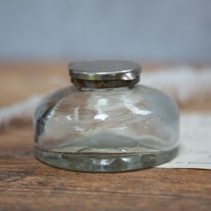 Glass Dip Inkwell. Velos Ink Well. Flip Metal Lid. Round. Mid Century ...