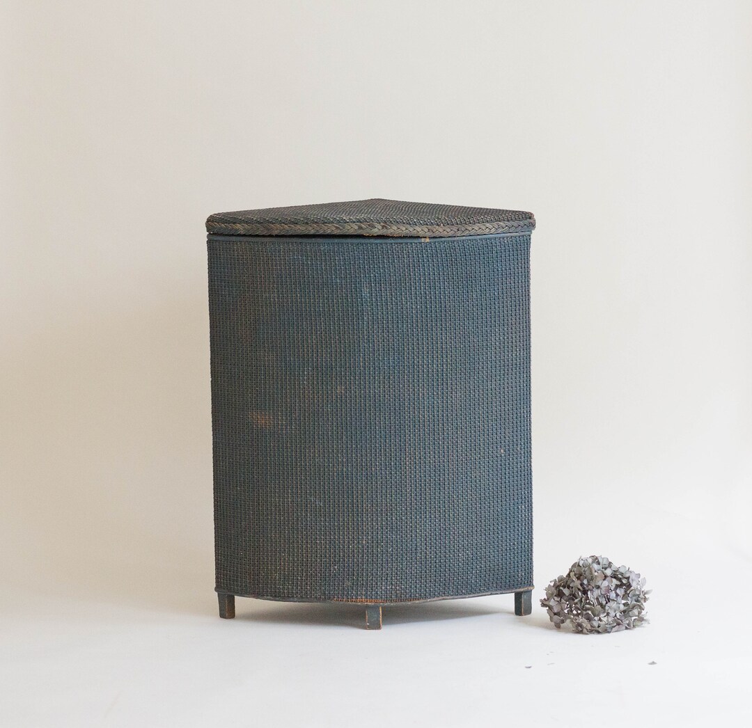 Lloyd Loom Style Laundry Basket. Dark Blue. Corner Storage Box ...