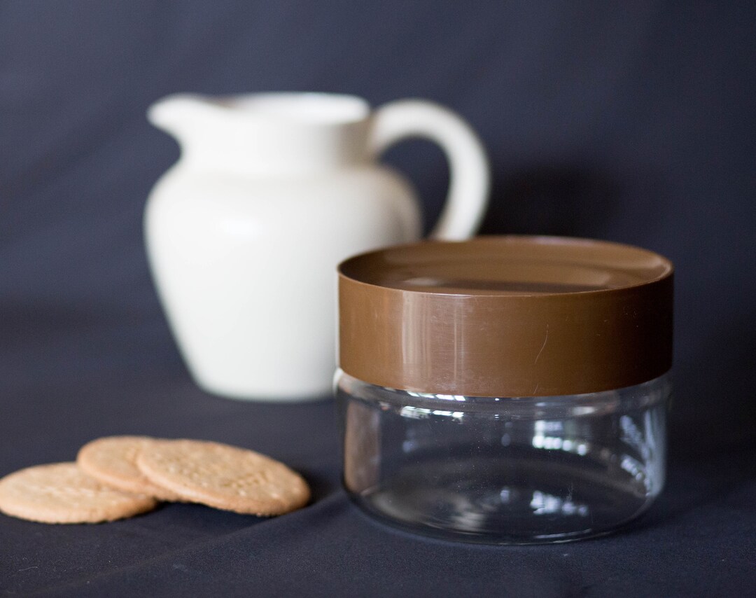 Pyrex Jar Canister. Glass Container. Brown Screw Top Lid. Biscuits ...