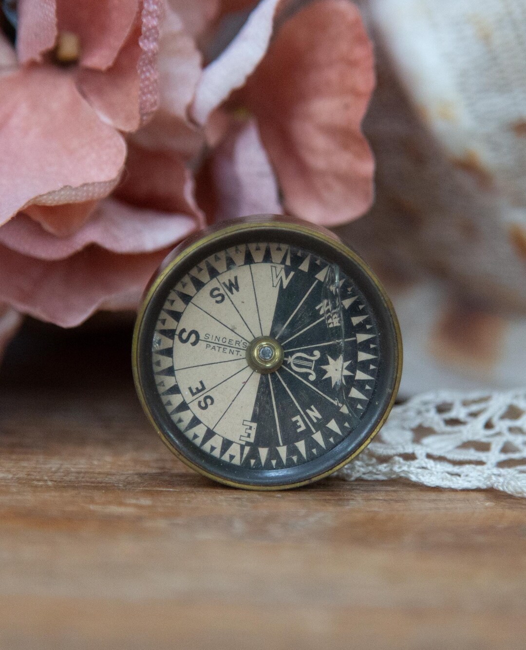 Victorian Singer's Patent Compass: Hand-drawn Lyre Design, Patinated ...